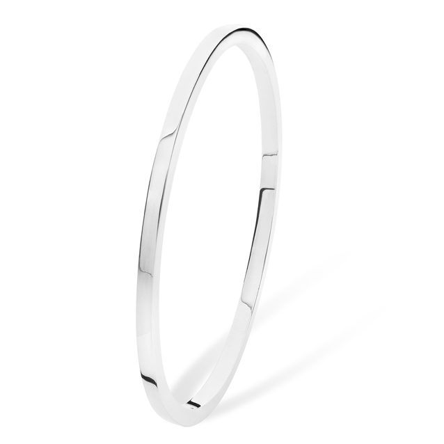 Silver square-section bangle, 3mm | Saunders & Pughe